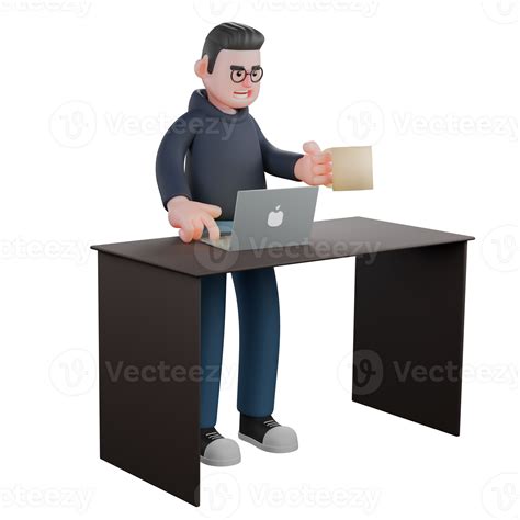 3d Illustrated Of Male Programmer A Male Programmer Is Standing Behind