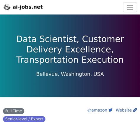 Hiring Data Scientist Customer Delivery Excellence Transportation Execution In Bellevue