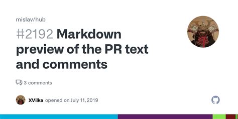 markdown preview of the pr text and comments · issue 2192 · mislav hub · github