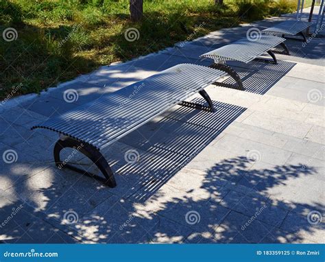 Metal Benches In Modern Design Stock Image Image Of Exterior Public