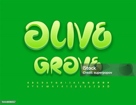 벡터 그린 엠블럼 올리브 그로브 밝은 3d 알파벳 문자와 숫자의 집합 광고에 대한 스톡 벡터 아트 및 기타 이미지 광고