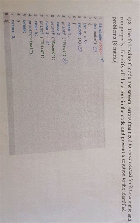 Q The Following C Code Has Several Errors StudyX