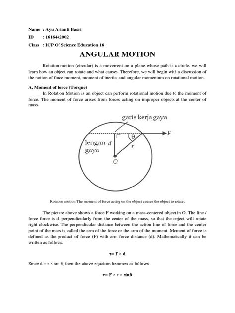 Angular Motion Name Ayu Arianti Basri Id 1616442002 Class Icp Of Angular Motion Name Ayu Arianti Basri Id 1616442002 Class Icp Of
