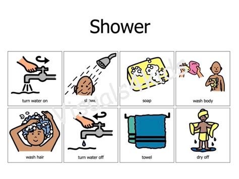 Shower Sequence Routine Autism Boardmaker Visual Aid High Level