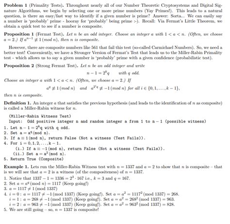 Solved Problem 1 Primality Tests Throughout Nearly All Of