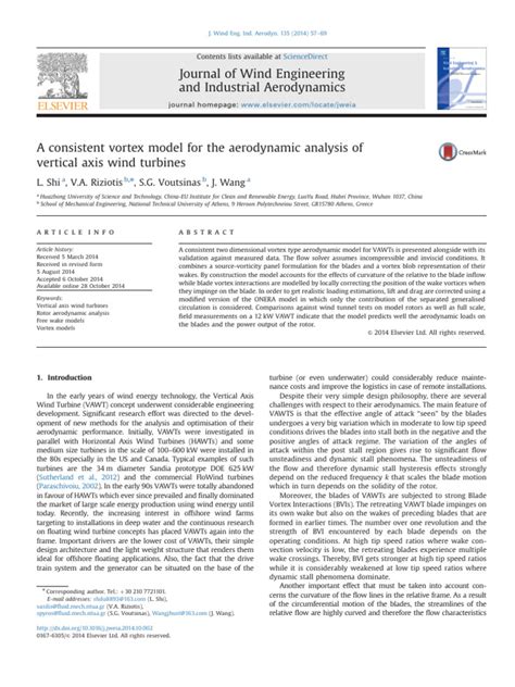 A Consistent Vortex Model For The Aerodynamic Analysis Of Vertical Axis