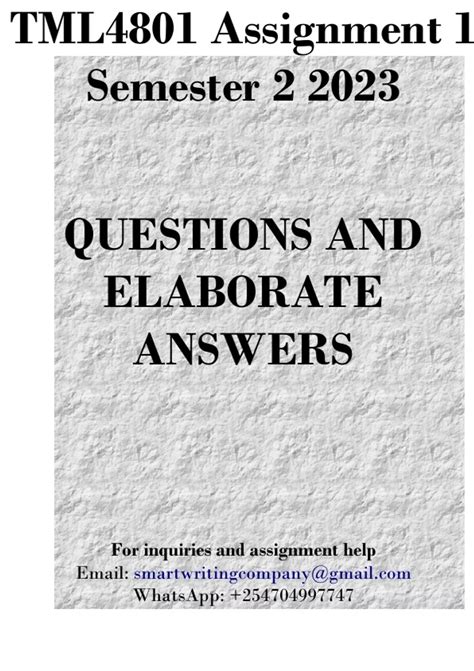 Tli4801 Assignment 1 Semester 2 2023 827464 Due 10 August 2023