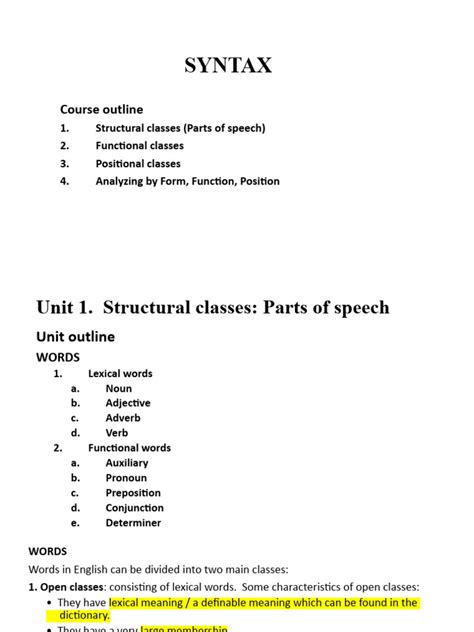Syntax Lexical Words Pdf