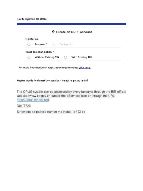How To Register In Bir Orus Pdf Cyberspace Business