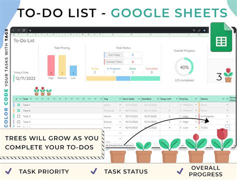 To Do List Template Google Sheets Spreadsheet Checklist Etsy