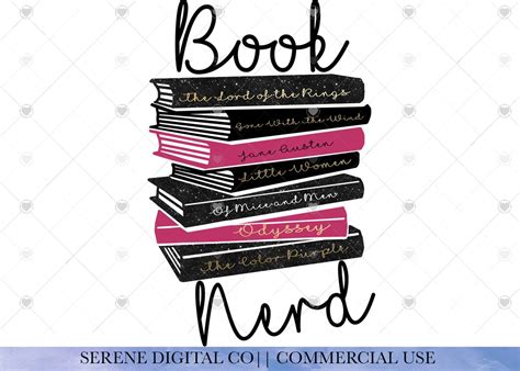 Book Nerd Sublimation File Reading Png File Book Lover Png Etsy