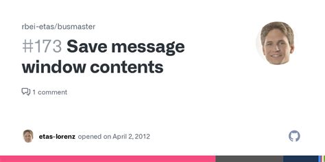Save Message Window Contents · Issue 173 · Rbei Etasbusmaster · Github