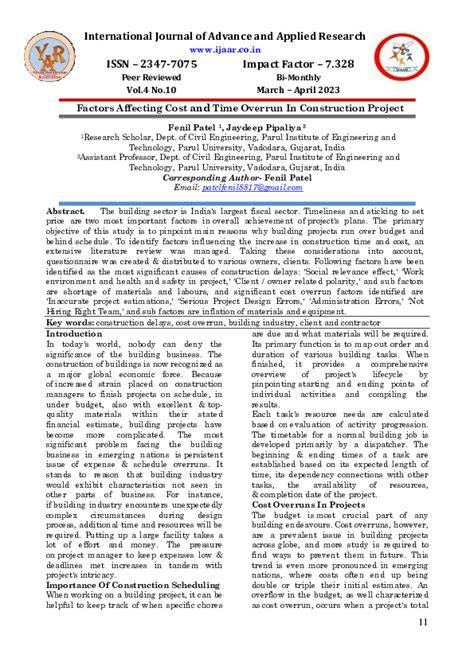 Pdf Factors Affecting Cost And Time Overrun In Construction Project