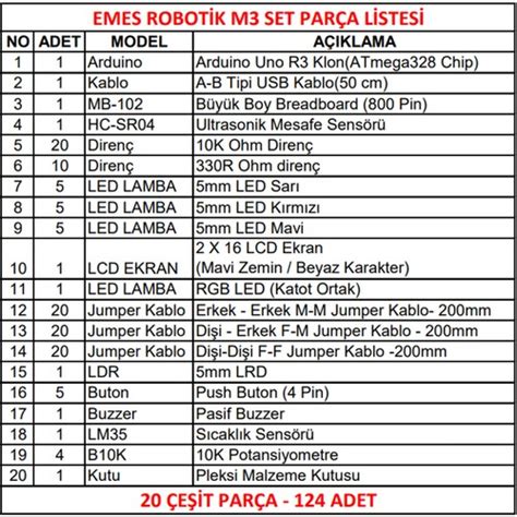 Arduino Emes Robotik Arduino 124 Parça Uno R3 Robotik Kodlama