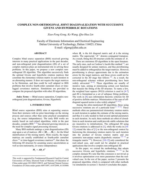 Pdf Complex Non Orthogonal Joint Diagonalization With Successive Givens And Hyperbolic Rotations