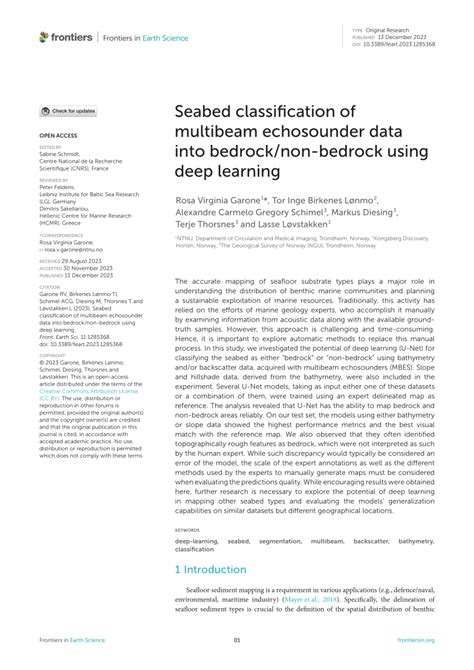 Pdf Seabed Classification Of Multibeam Echosounder Data Into Bedrock Non Bedrock Using Deep