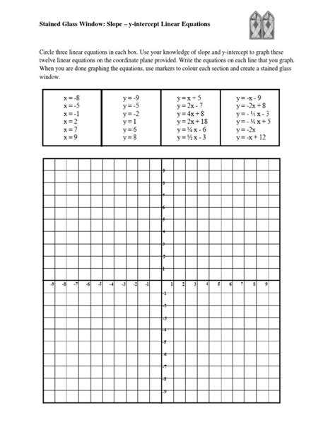 Free Stained Glass Window Linear Equation Worksheet Download Free Stained Glass Window Linear