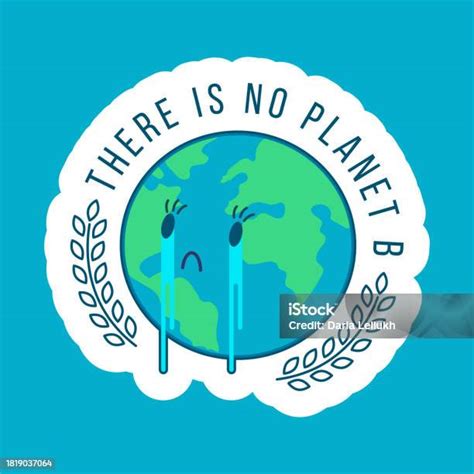 파란 배경 스티커에 행성 B 울고 있는 행성이 없습니다 현대 평면 벡터 일러스트 레이 션입니다 소셜 미디어 템플릿 감소에 대한 스톡 벡터 아트 및 기타 이미지 Istock