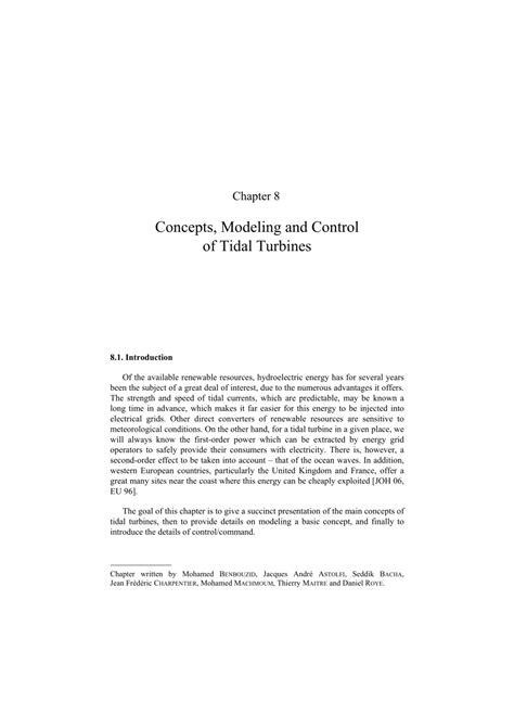 Pdf Concepts Modeling And Control Of Tidal Turbines
