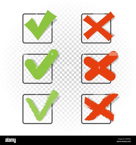 Voting Square Checkbox Sign Symbol Set Template Green Checkmark Tick
