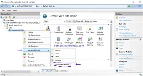 How To Configure Default Site In Iis Server 2019 Computingforgeeks