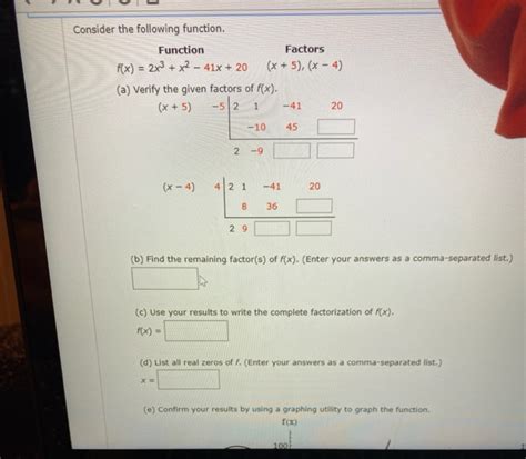 Solved Consider The Following Function Function Factors Chegg
