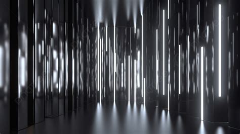 흑백 조명의 복도는 추상적이다 긴 세로 Led 조명과 거울 반사가 있는 3d 추상 회색 배경 조명 장면 고화질 사진 사진 배경 일러스트 및 사진 무료 다운로드 Pngtree