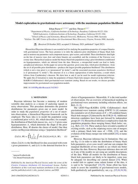 Pdf Model Exploration In Gravitational Wave Astronomy With The Maximum Population Likelihood