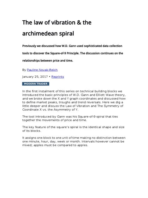 The Law Of Vibration And The Archimedean Spiral Pdf Time Integer