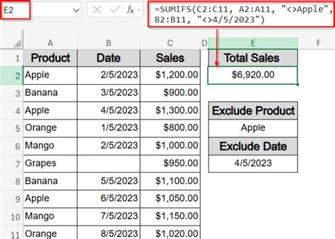 How To Use Sumif With Not Equal To Condition In Excel Excel Insider