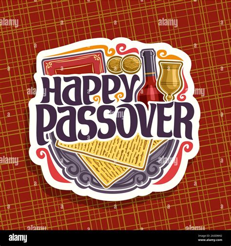 Vector Logo For Passover Holiday Decorative Handwritten Font For Text