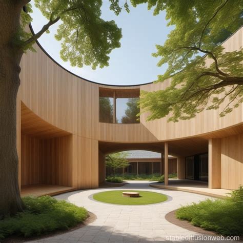 Circular Timber Courtyard Design Stable Diffusion Online