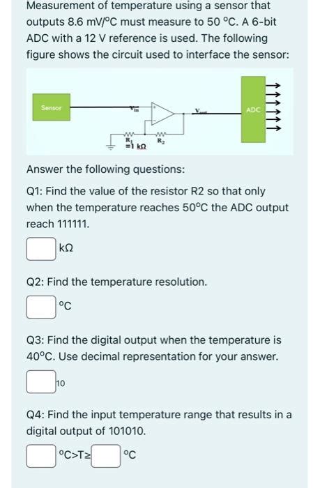 Solved Measurement Of Temperature Using A Sensor That Chegg