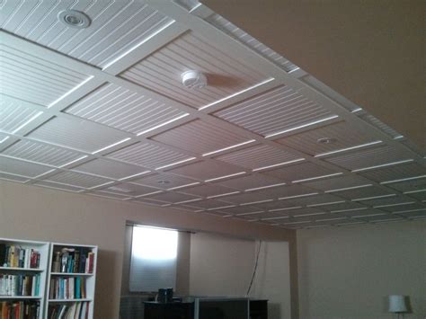 Beadboard Suspended Ceiling For Basement Remodel