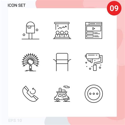 Pack Of 9 Modern Outlines Signs And Symbols For Web Print Media Such As Retrieval Informational