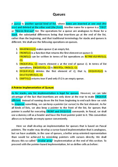 Basic Abstract Data Types Queues Queues A Queue Is Another Special