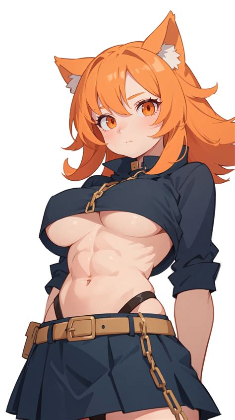 Rule 34 1girls Abs Ai Generated Cat Ears Cat Girl Catgirl Chains Crop