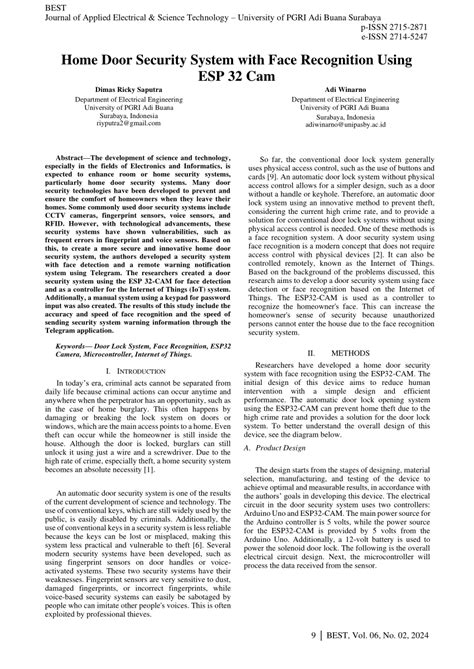 Pdf Home Door Security System With Face Recognition Using Esp 32 Cam Home Door Security