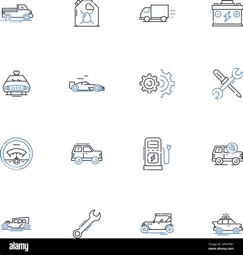 Auto Checkup Line Icons Collection Inspection Diagnostics Maintenance Tune Up Testing