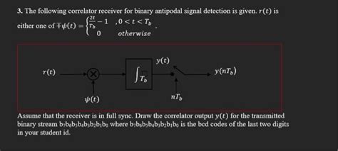 Solved 3 The Following Correlator Receiver For Binary