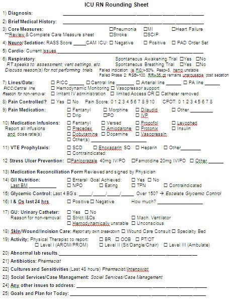 Mistake Proofing Forms Hospital Rounding Form Example