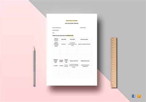 Daily Call Report Template In Word Apple Pages