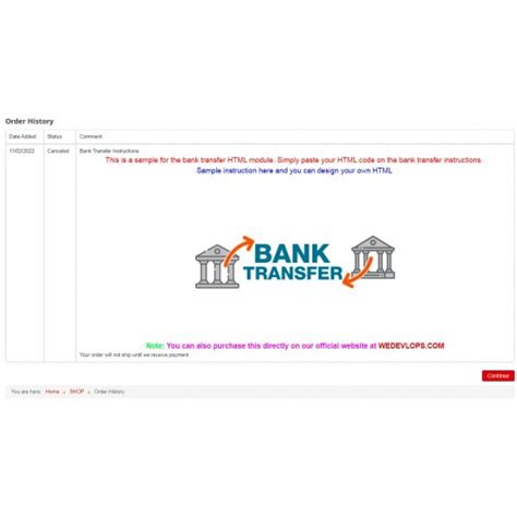 OpenCart Allow HTML On Bank Transfer Payment Method Instructions