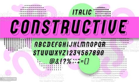 건설적인 글꼴 트렌디 한 3d 알파벳 산세리프 현대 응축 된 기울임꼴 문자와 검은 숫자 인쇄 포스터 전단지 배너 초대 등 벡터 일러스트레이션 벡터 일러스트레이션 컴퓨터