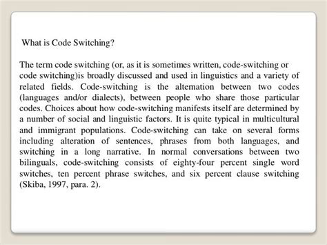 Code Switching Reason