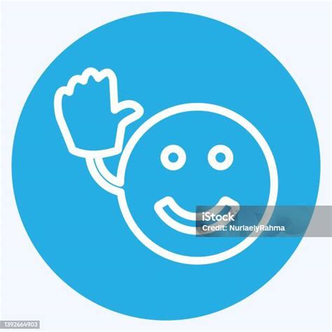 아이콘 이모티콘 안녕 이모티콘 기호에 적합합니다 파란 눈 스타일 편집 가능한 간단한 디자인 디자인 템플릿 벡터 간단한 기호 그림