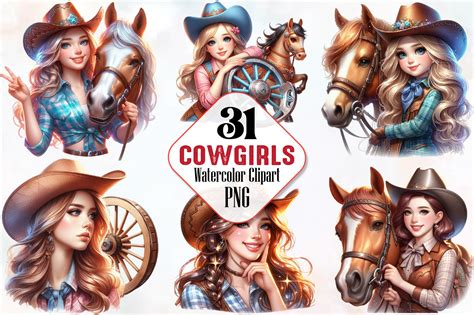 Watercolor Cowgirl Clipart Cowgirls Png Graphic By Robertsart