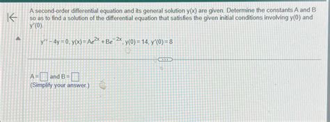 Solved A Second Order Differential Equation And Its General