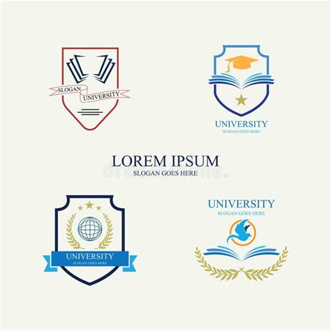 University And Academy Vector Icons Emblems Or Shields Set For High