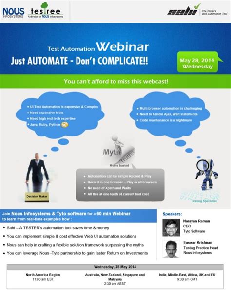Nous Infosystems Upcoming Webinar On Test Automation Webinar Automation Test